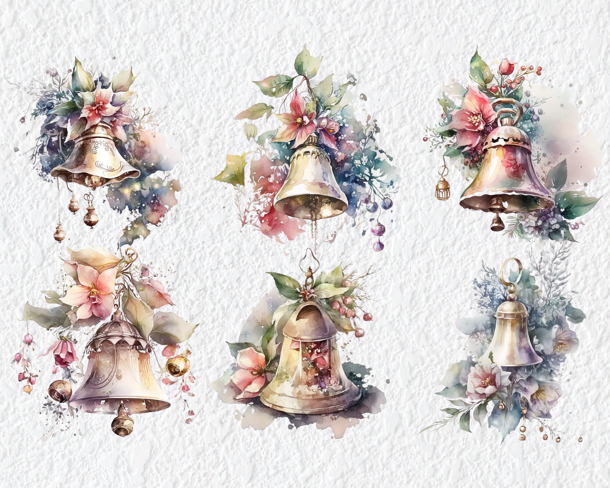 30 PNG Christmas Bell Clipart, Watercolor Jingle Bell, Winter Bell ...