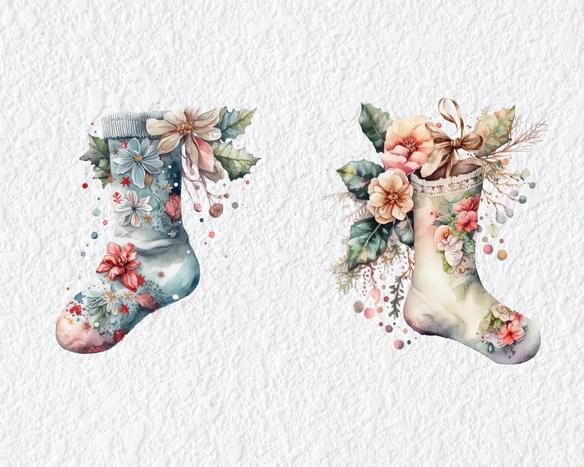 35 PNG Christmas Socks Watercolor Clipart Watercolor Xmas Decoration ...