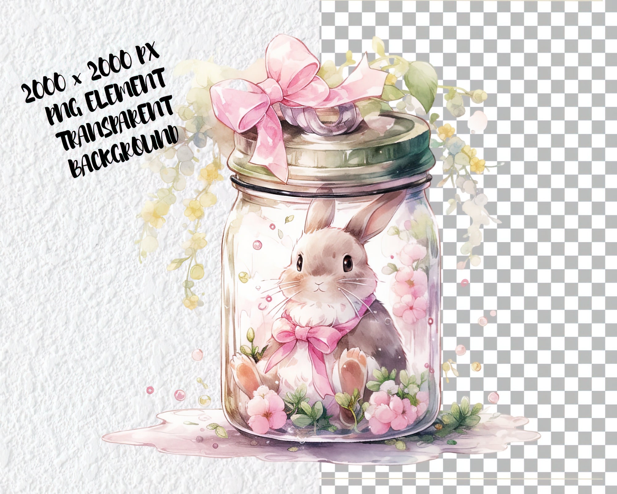 30 PNG Bunny Jar Clipart Watercolor Enchanting Fairy Tale - Etsy