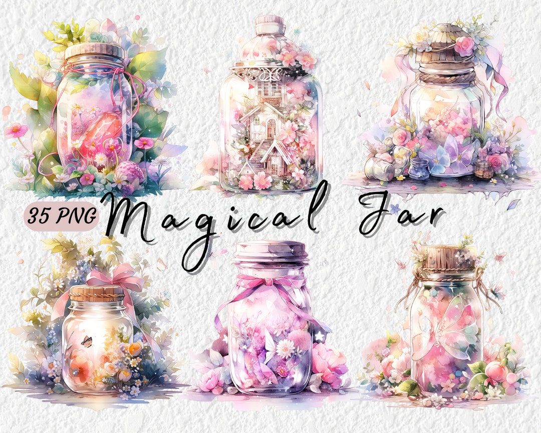 35 PNG Magical Jar Clipart Watercolor Fantasy Mason Jars, Mystery ...