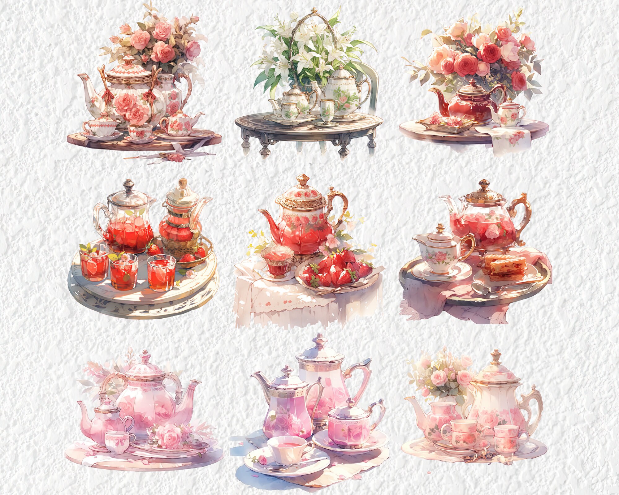 25 PNG Tea Set Clipart Watercolor Tea Cup & Tea Pot Tea - Etsy