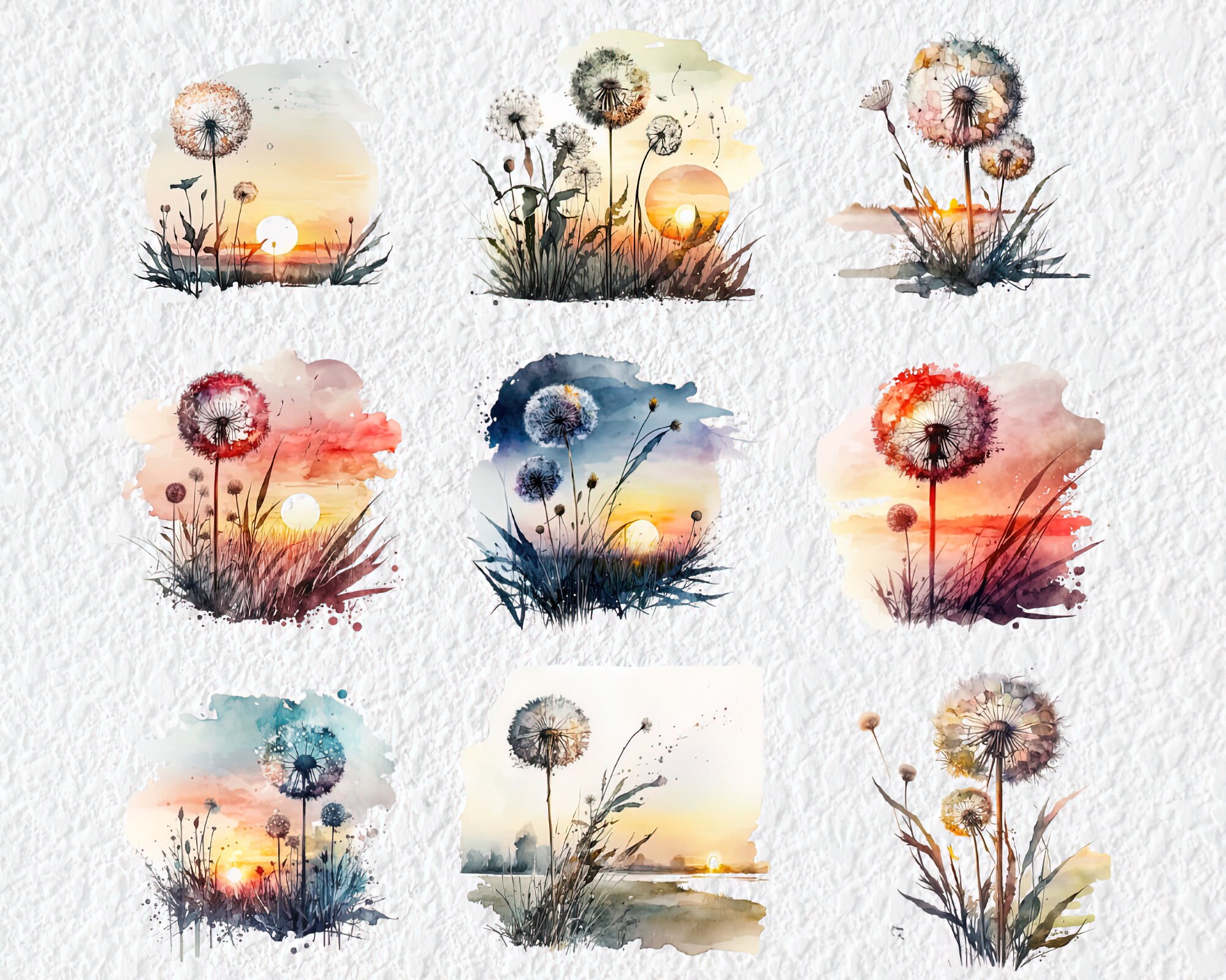 35 PNG Dandelion Watercolor Clipart, Nature Clipart, Flower Lover Gifts ...