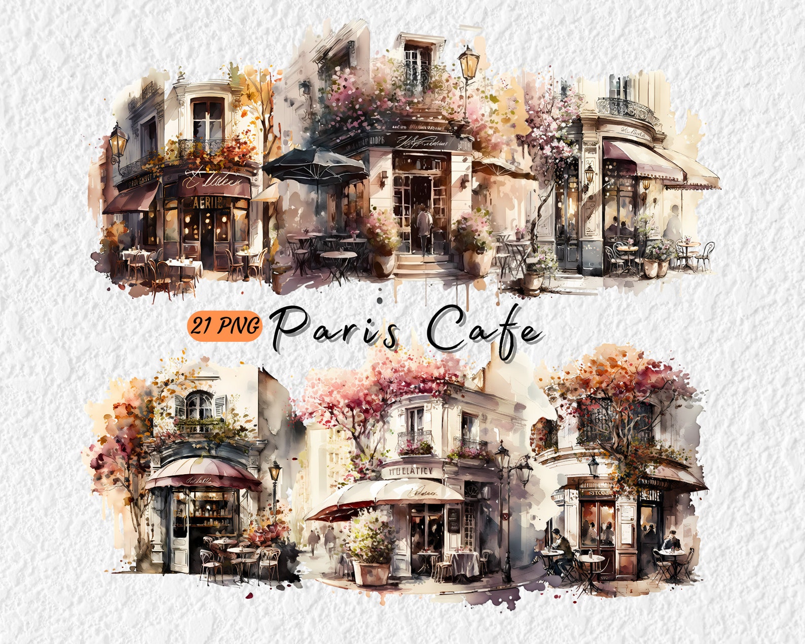 Paris Cafe Clipart, Watercolor Cafe, Cozy Shop Clipart, Romantic Spring ...