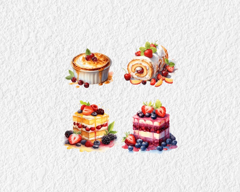 60 PNG Delicious Cake Clipart, Watercolor Birthday Cake, Sweet Dessert ...
