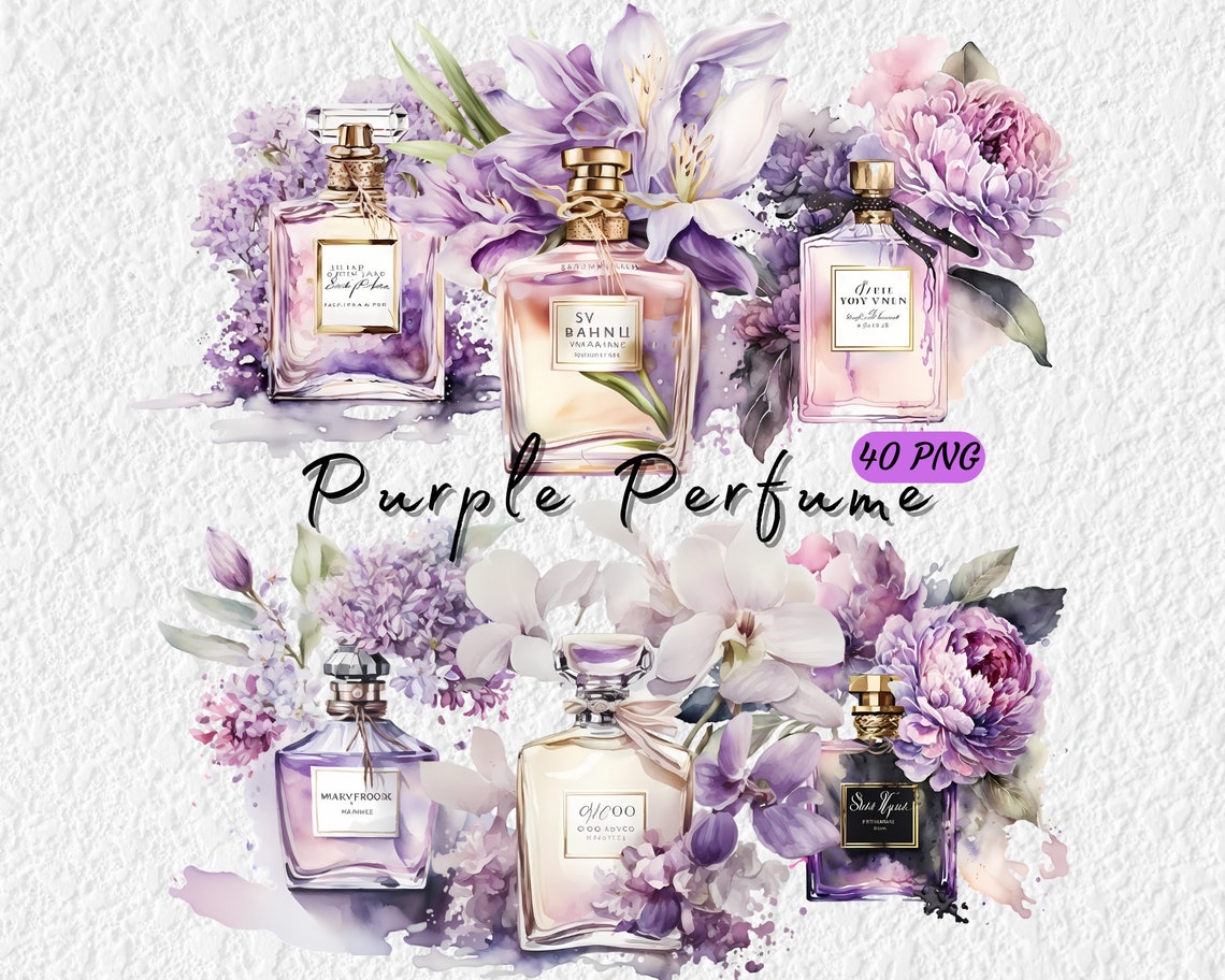 40 PNG Purple Perfume Clipart, Watercolor Enchanting Perfume, Fragrance ...