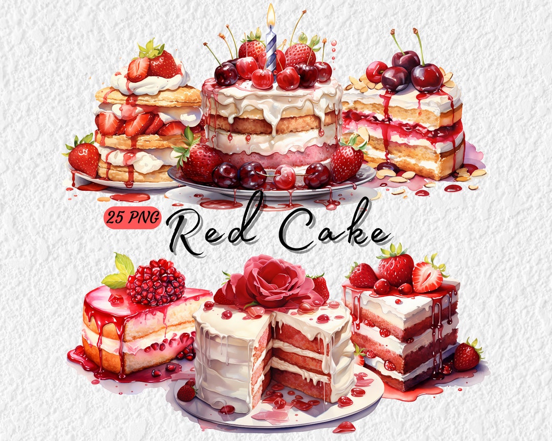 25 PNG Delicious Cake Clipart, Watercolor Birthday Cake, Sweet Dessert ...