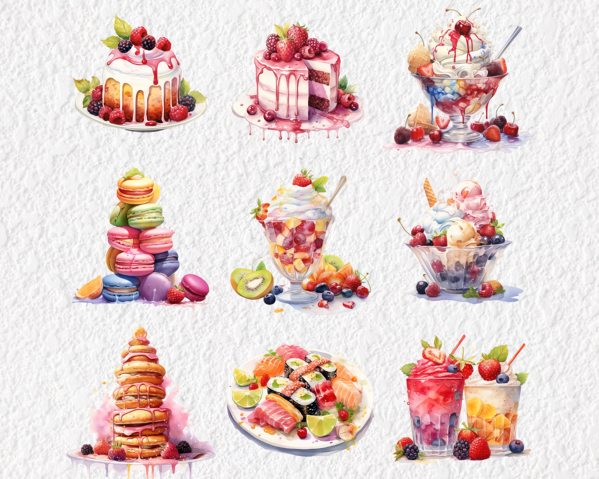 20 PNG Dessert Clipart Watercolor Food & Drinks Artwork yummy Dessert ...