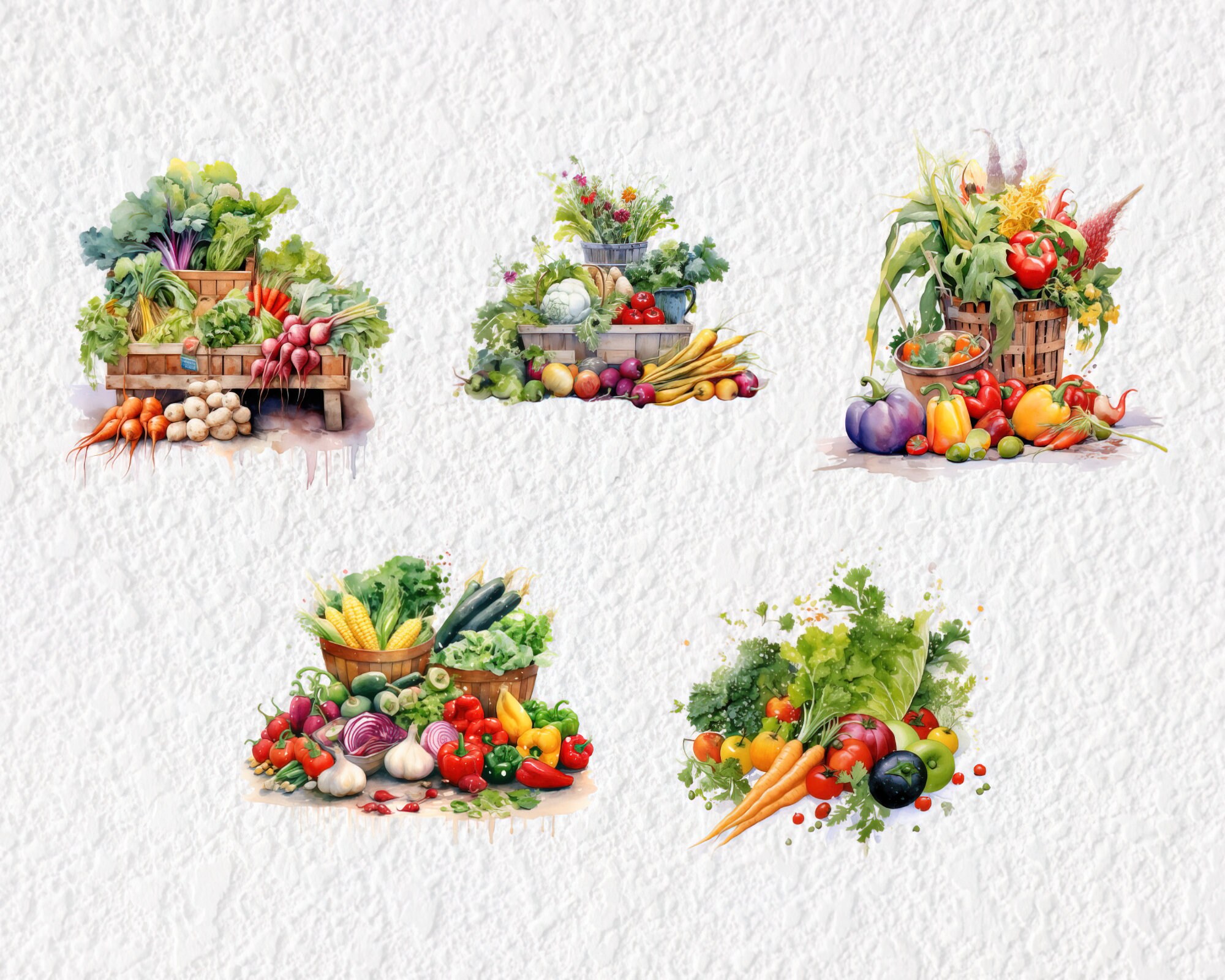 20 PNG Farm-to-table Vegetables Clipart Watercolor Green Food & Drinks ...