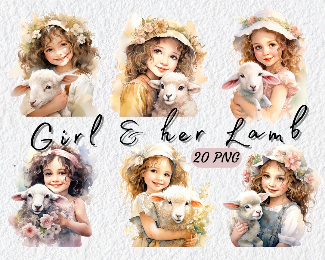 20 PNG Little Girl & Her Lamb Clipart Cute Lamb Clipart - Etsy