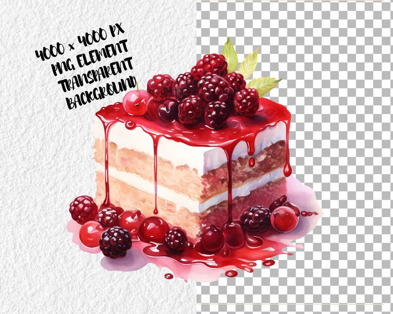 25 PNG Delicious Cake Clipart Watercolor Birthday Cake Sweet - Etsy