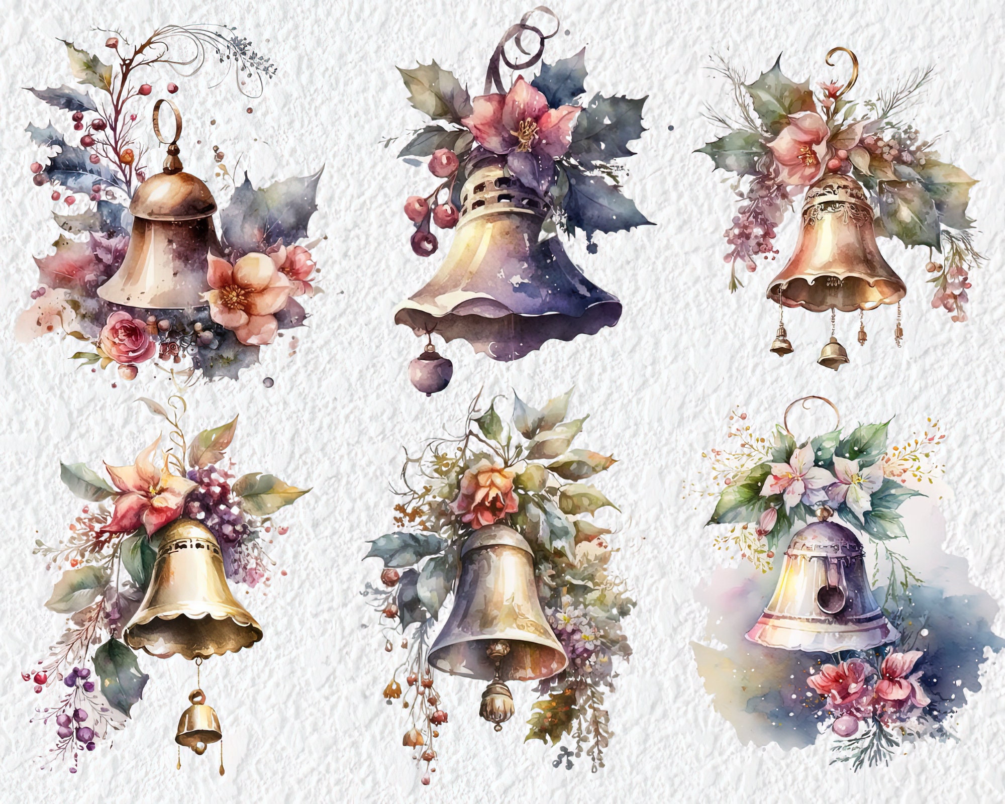 30 PNG Christmas Bell Clipart, Watercolor Jingle Bell, Winter Bell ...