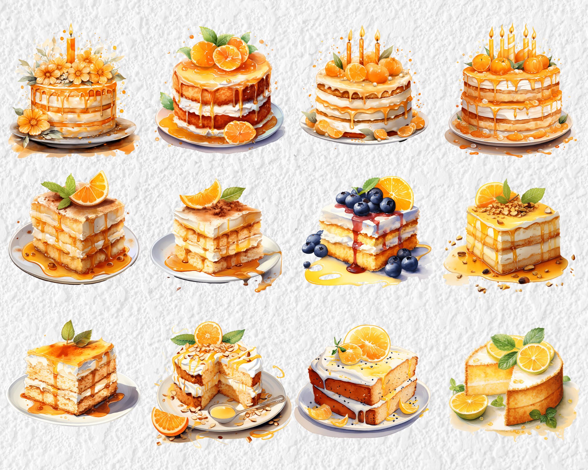 25 PNG Delicious Cake Clipart, Watercolor Birthday Cake, Sweet Dessert ...