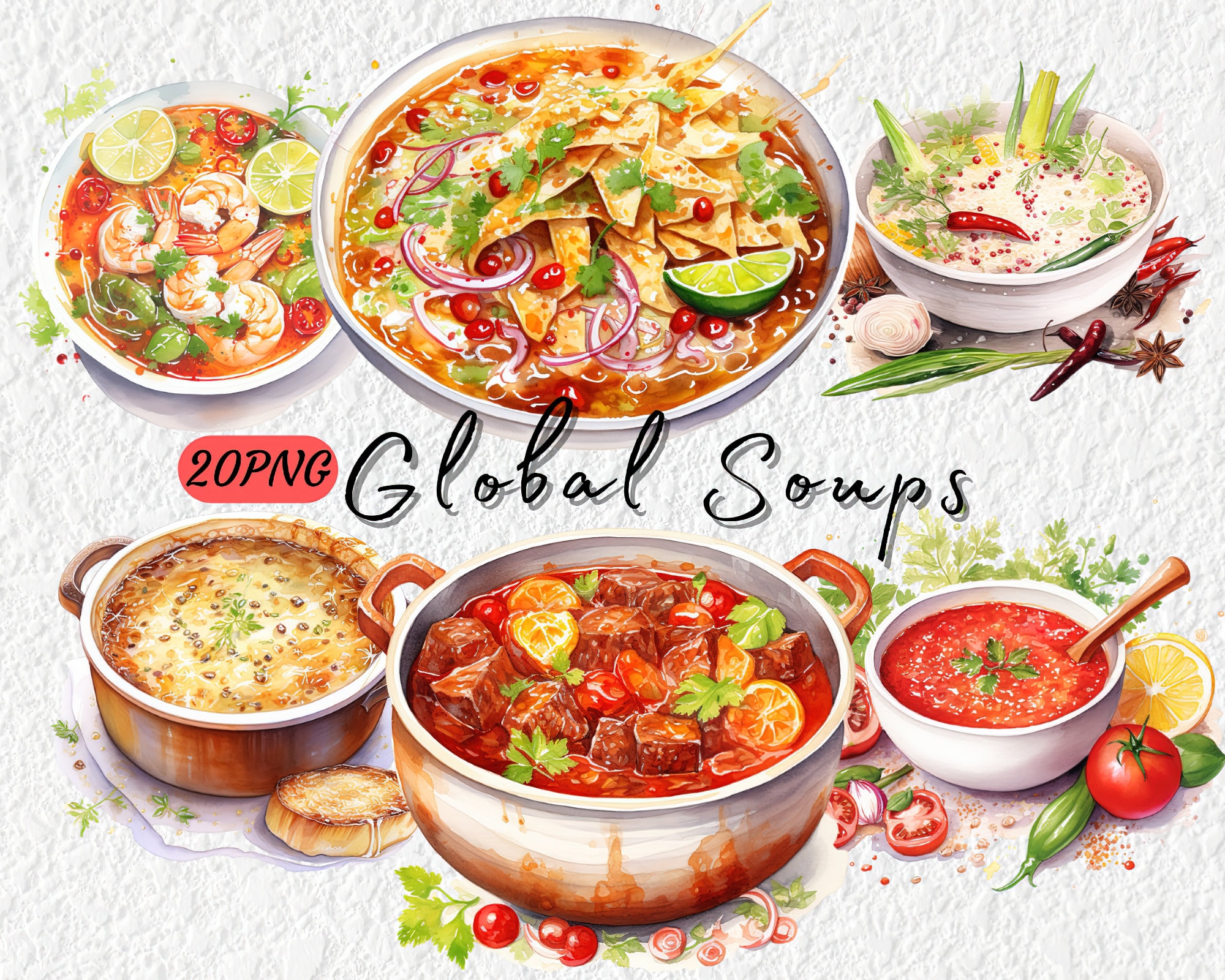 20 PNG Global Soups Clipart Watercolor Soup, Homemade Soup Clipart ...