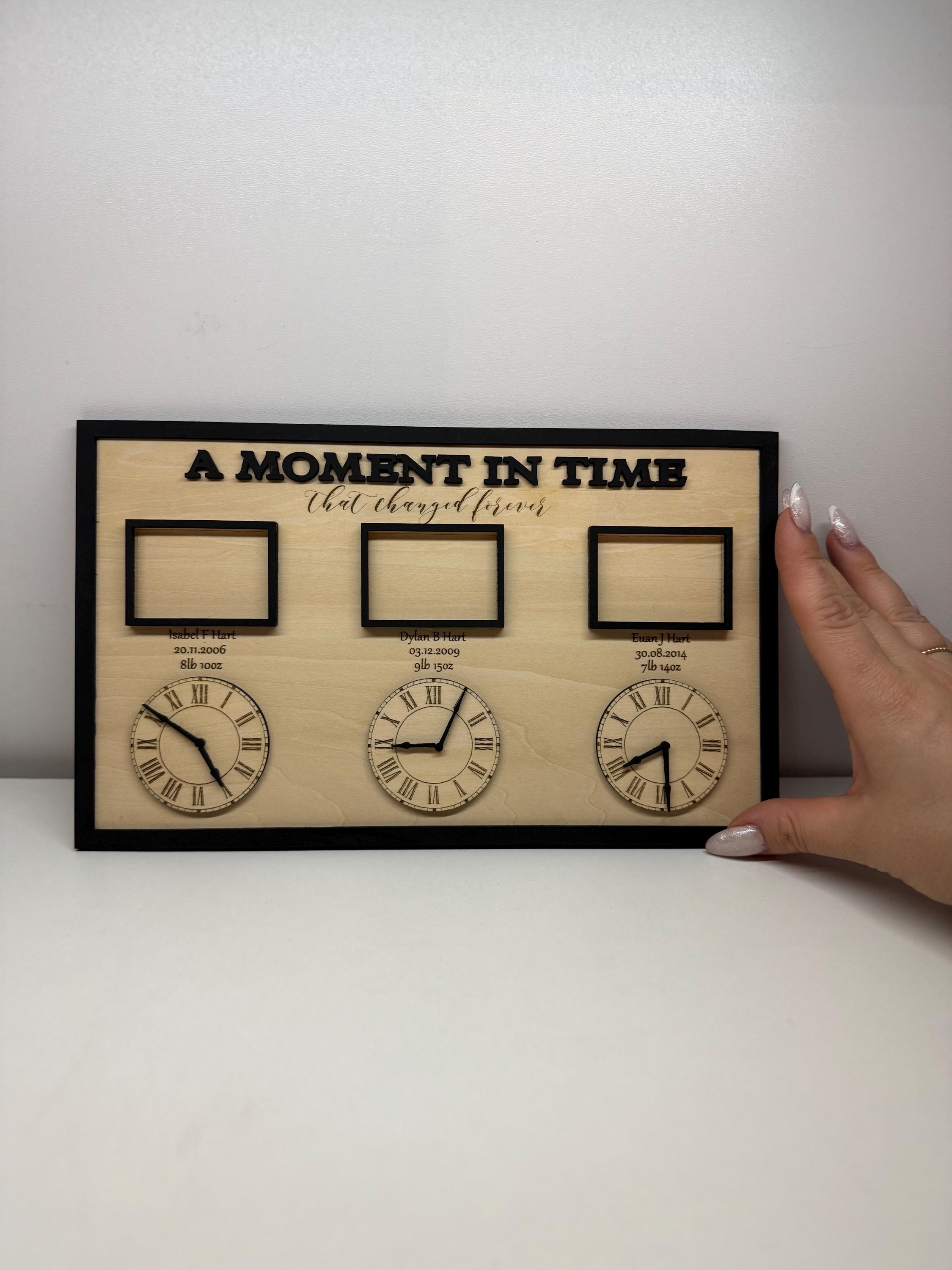 A Moment in Time Frame / Family / Wooden Clock / Birth / Clock ...