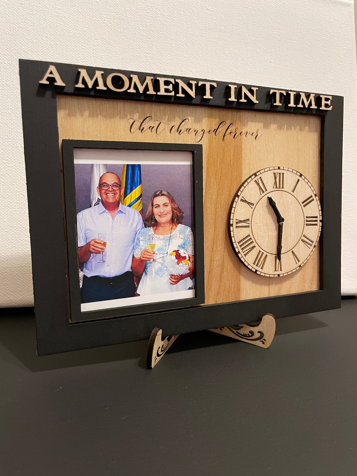 A Moment in Time Frame / Family / Wooden Clock / Birth / Clock ...