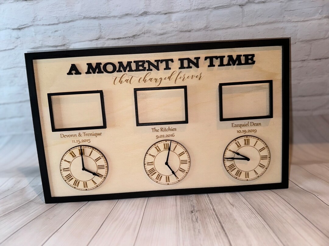 A Moment in Time Frame / Family / Wooden Clock / Birth / Clock ...