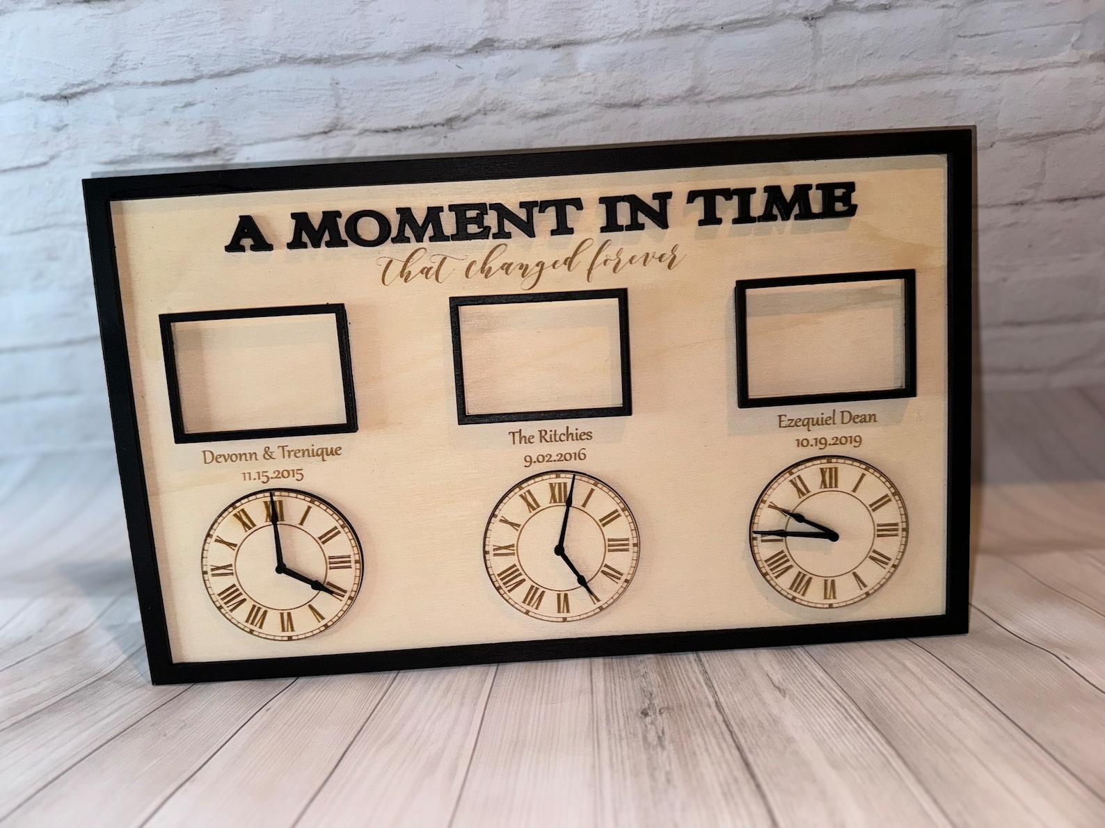 A Moment in Time Frame / Family / Wooden Clock / Birth / Clock ...