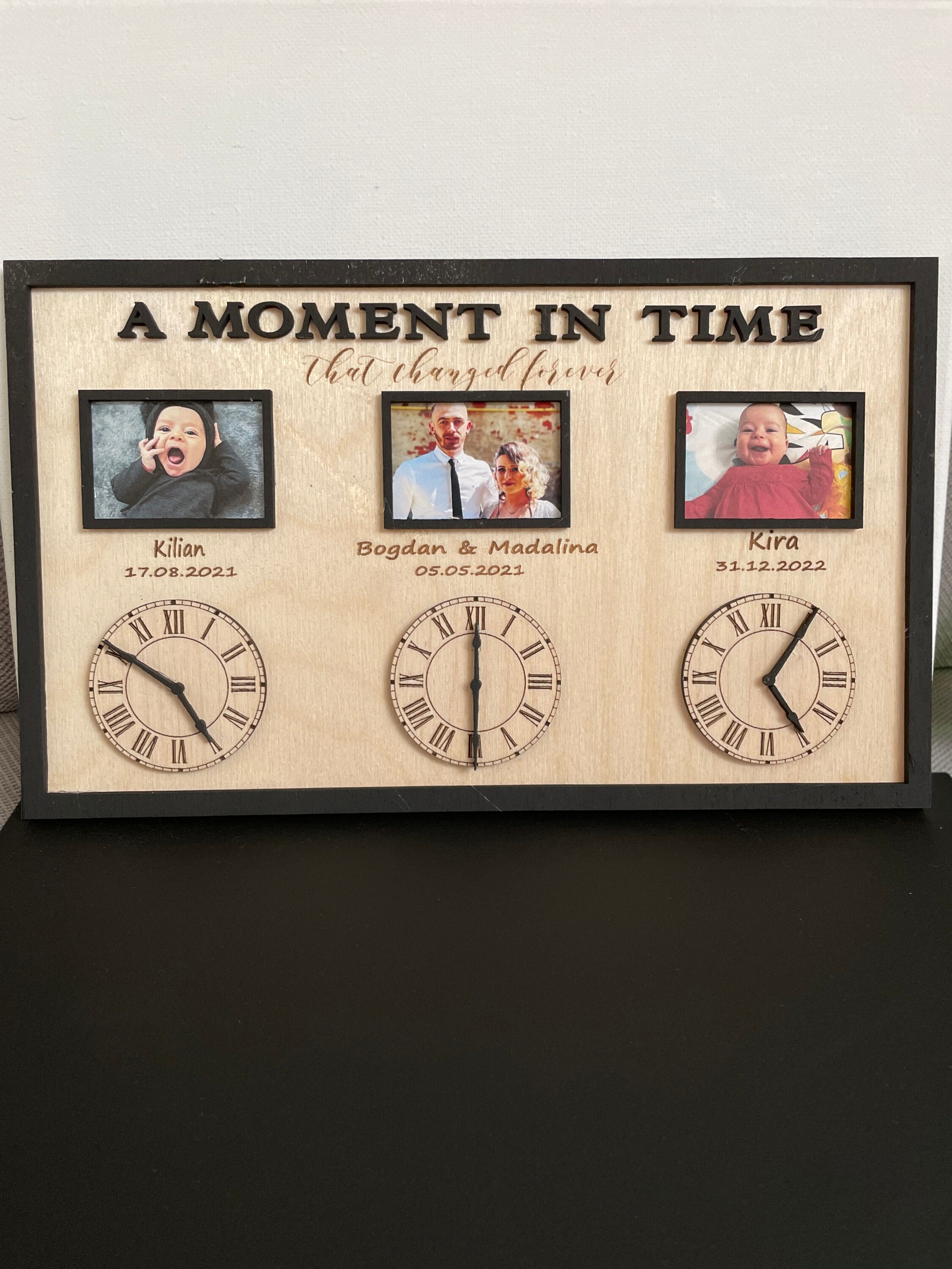 A Moment in Time Frame / Family / Wooden Clock / Birth / Clock ...