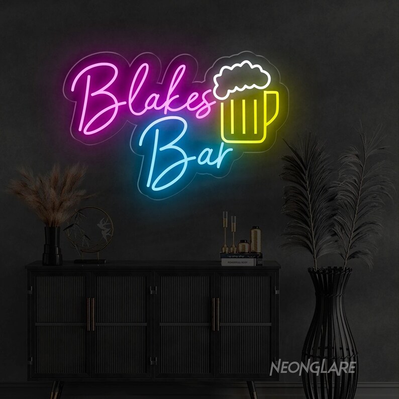 Custom Bar Neon Sign, Led Lights for Home Bar, Basement or Man Cave ...