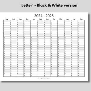 2024 to 2025 Academic Year Planner, Full Year Planner on One Page in US ...