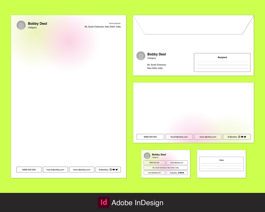 Stationery Indesign Template — Business Card, Letterhead & Envelope ...