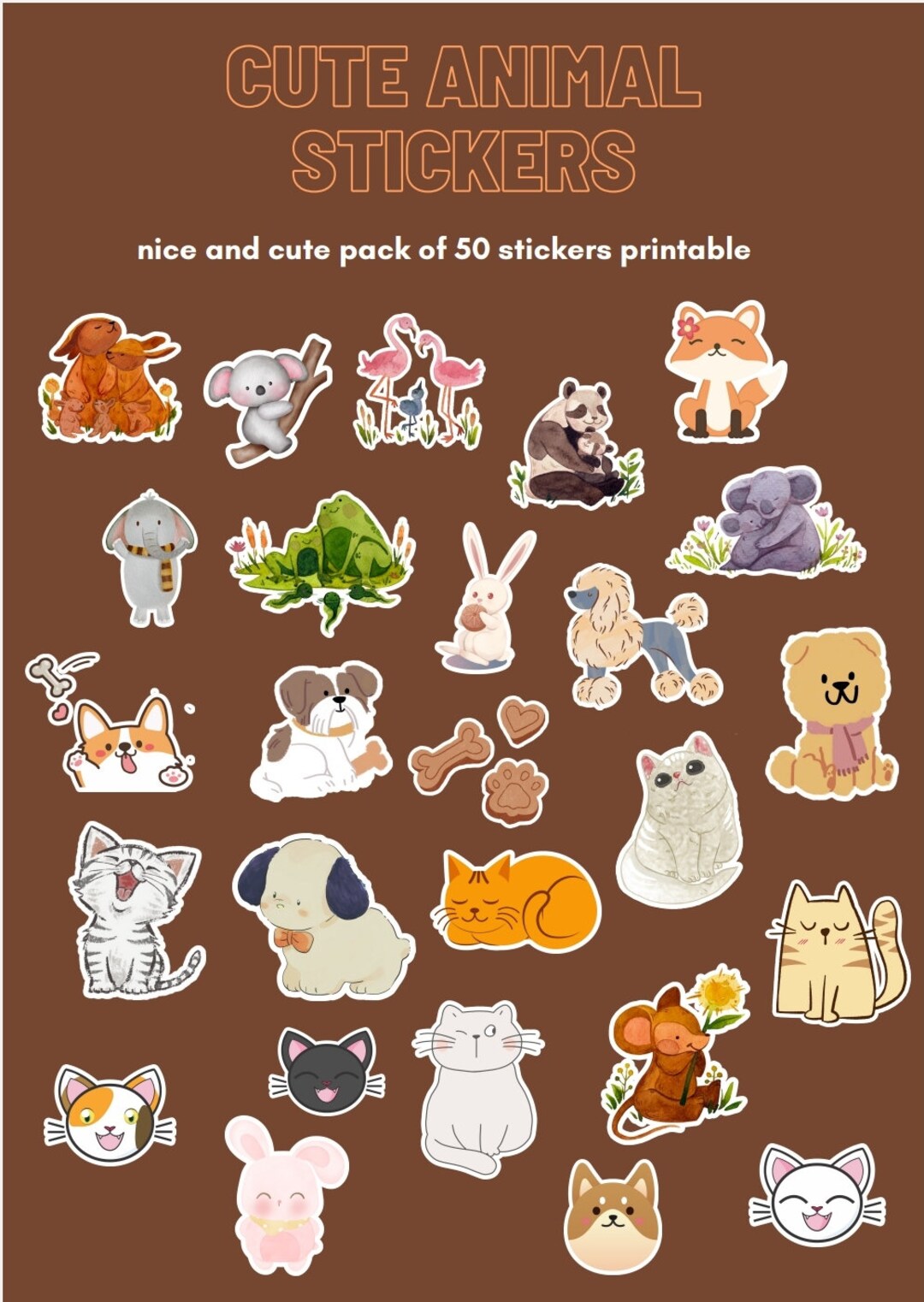 50 Cute Animals Clipart Animals Digital Image / Printable Animal ...