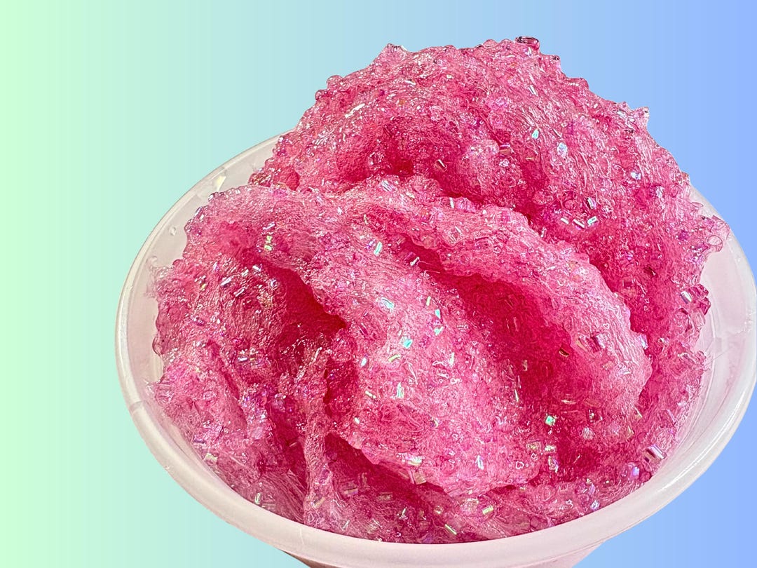 Pink Bingsu Slime, Crunchy Cotton Candy Scented Slime, Stress Relief ...