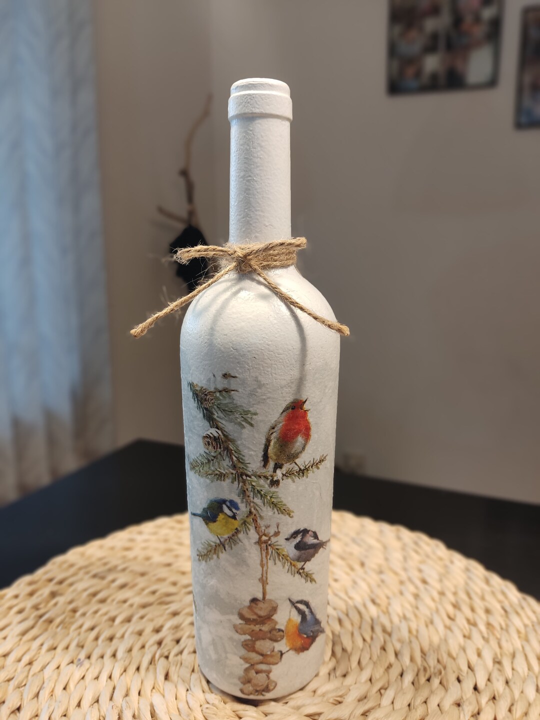 Birds Decoupage Art Bottle - Etsy