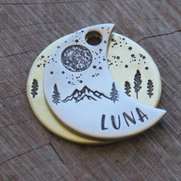 Moon Dog Tag - Etsy