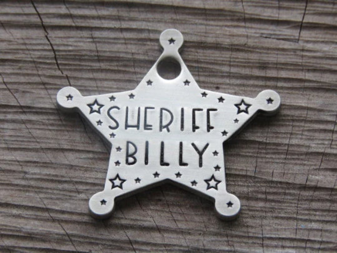 Sheriff Tag, Heavy Duty Pet Tag, Engraved Pet Tag, Personalised Dog Tag ...