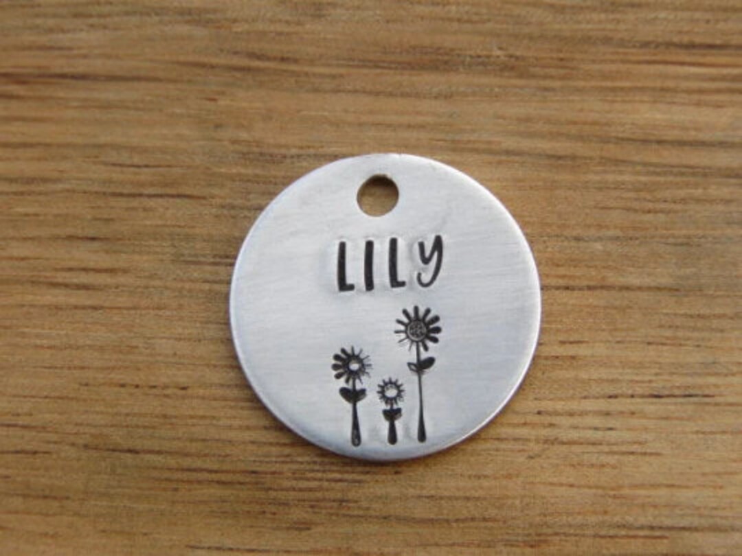 Dog ID Tag, Lily, Engraved Tag for Pet, Personalised Dog Tag, Pampered ...