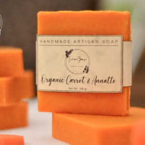 Organic Carrot Annatto Soap Bar: Handmade Cold Process Soap - Etsy
