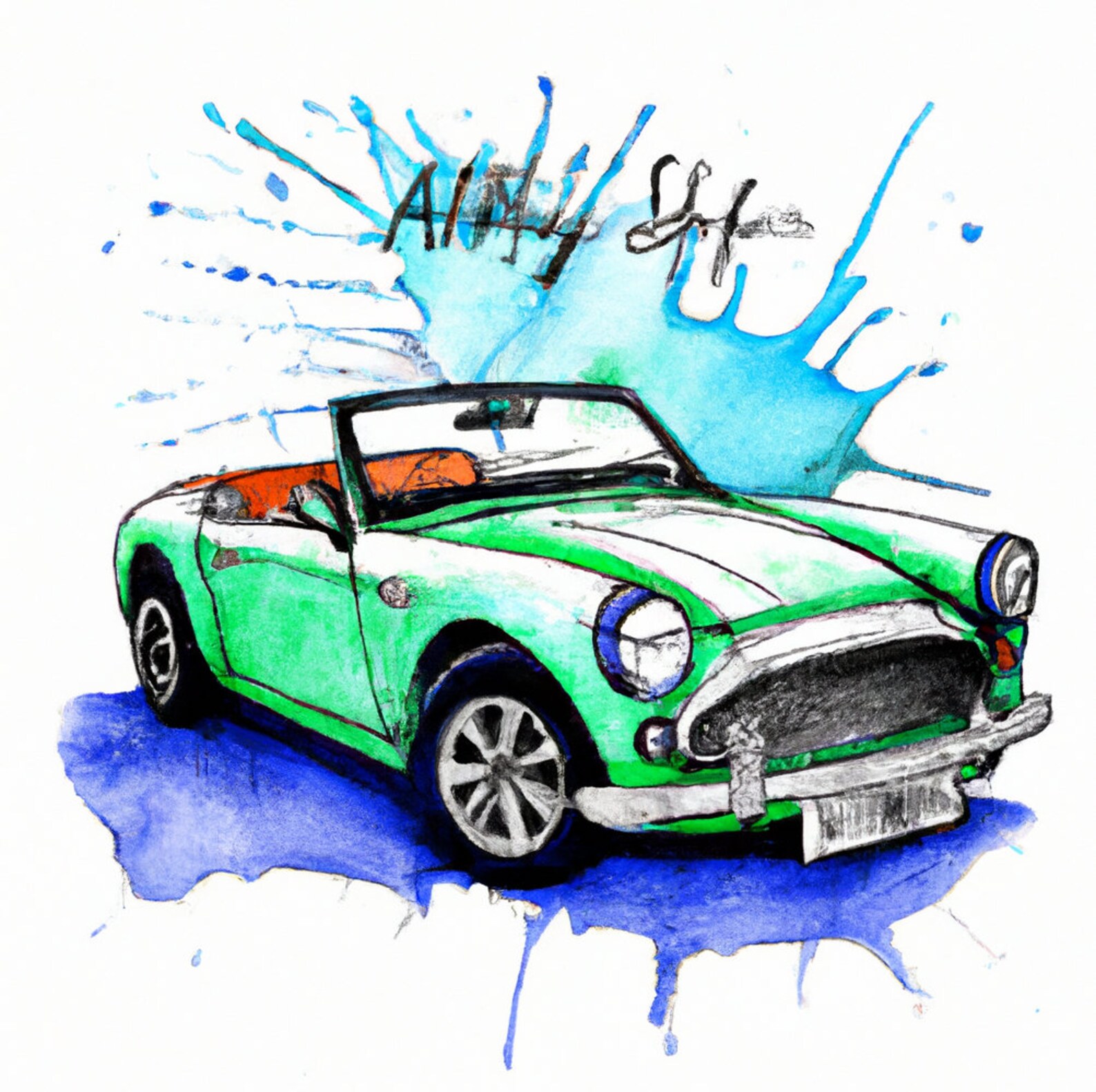 Classic Cars : Austin Healey Sprite. No.2. A Pen and Ink Image of a ...
