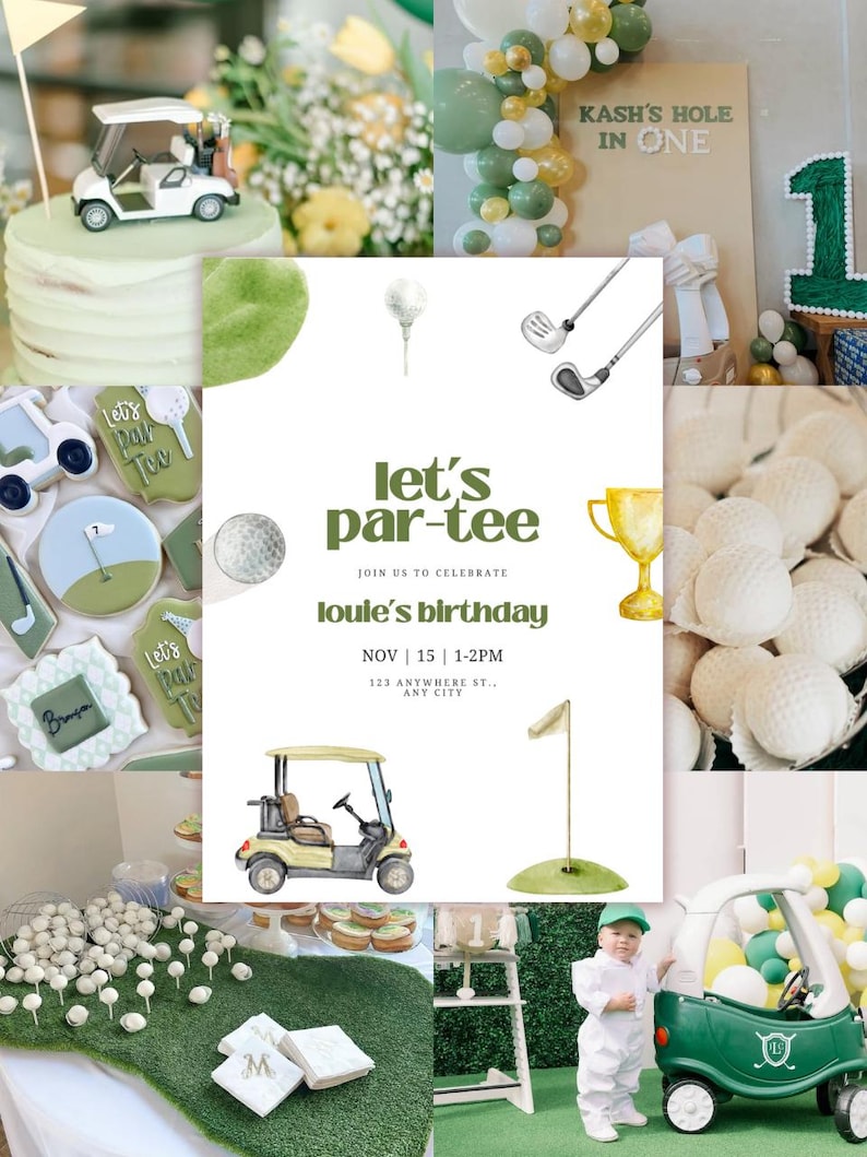 Partee Golf Invitation - Editable Canva Template | Golf Birthday Party ...