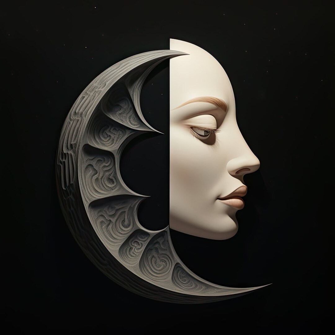 Half Moon Full Moon Lunar Digital Download Printing - Etsy