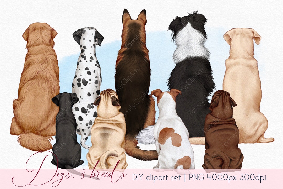 Dogs and Breeds Сlipart Dog Mom PNG Dogs Back View - Etsy