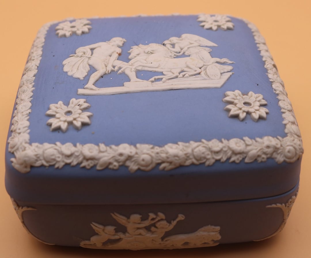 Wedgewood Blue & White Jasperware Square Trinket Box With - Etsy