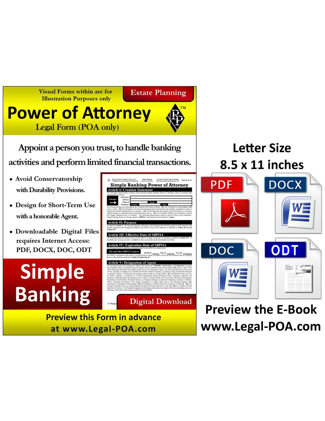 Simple Banking Power of Attorney - Legal Kit - POA Only - Etsy