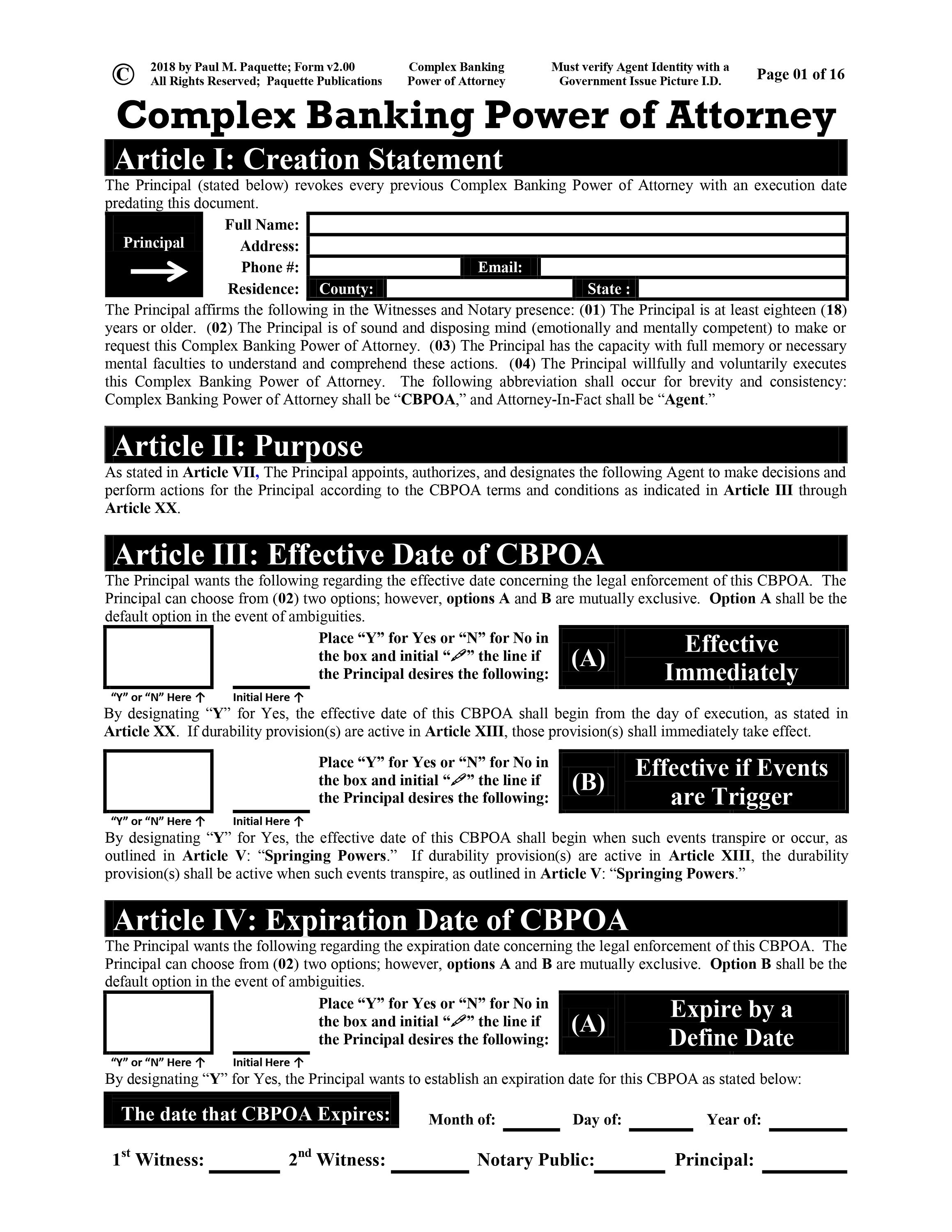 Complex Banking Power of Attorney Abridged Version Ebook PDF - Etsy