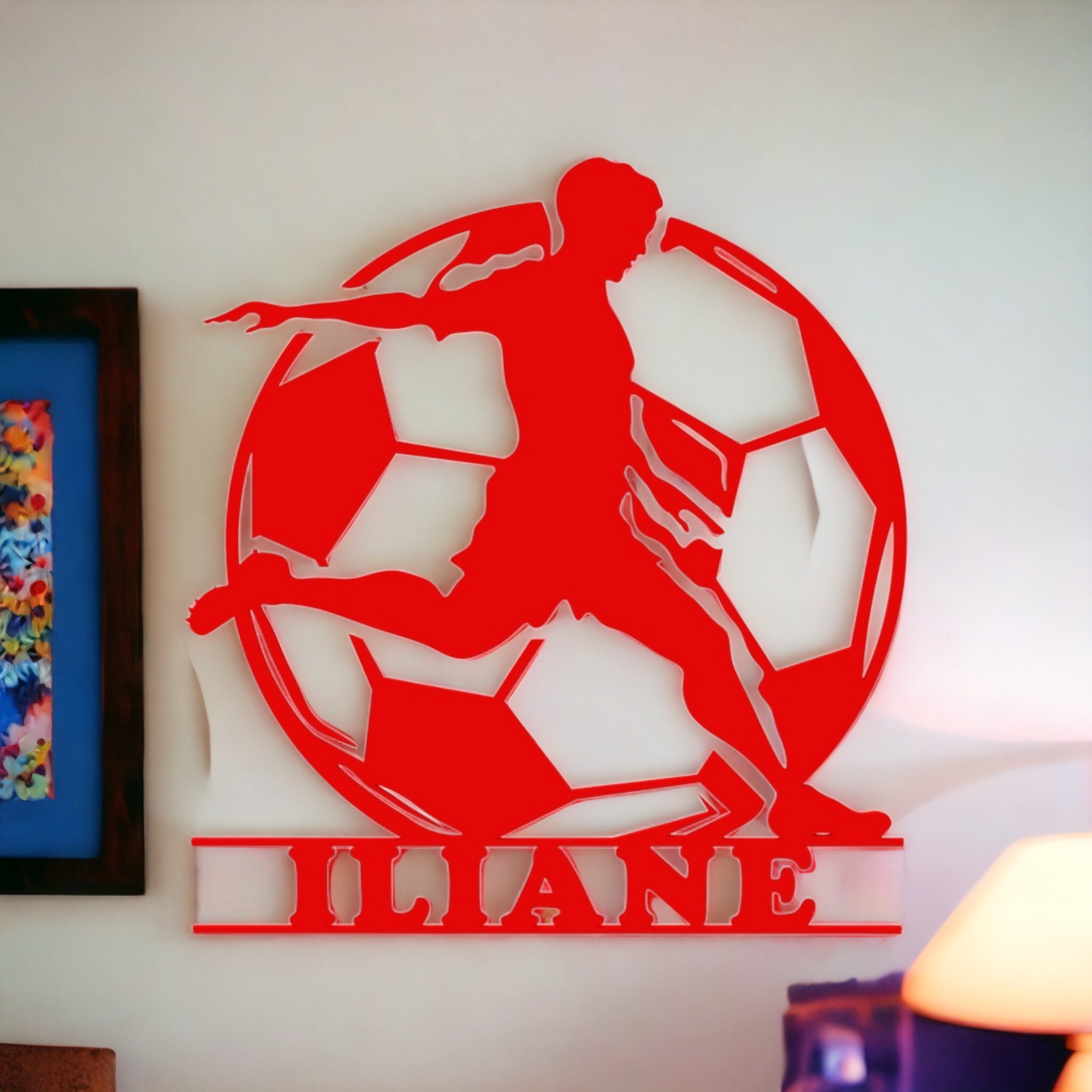 Décoration murale personnalisée en 3D Ballon de football avec prénom ...