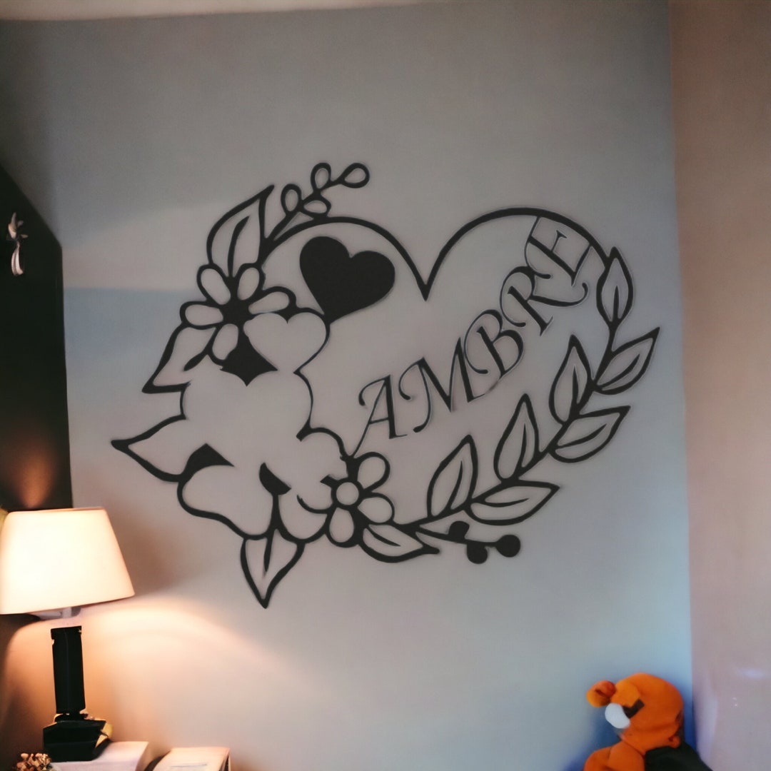 Personalized First Name and Rose Wall Decoration, Door Decoration - Etsy