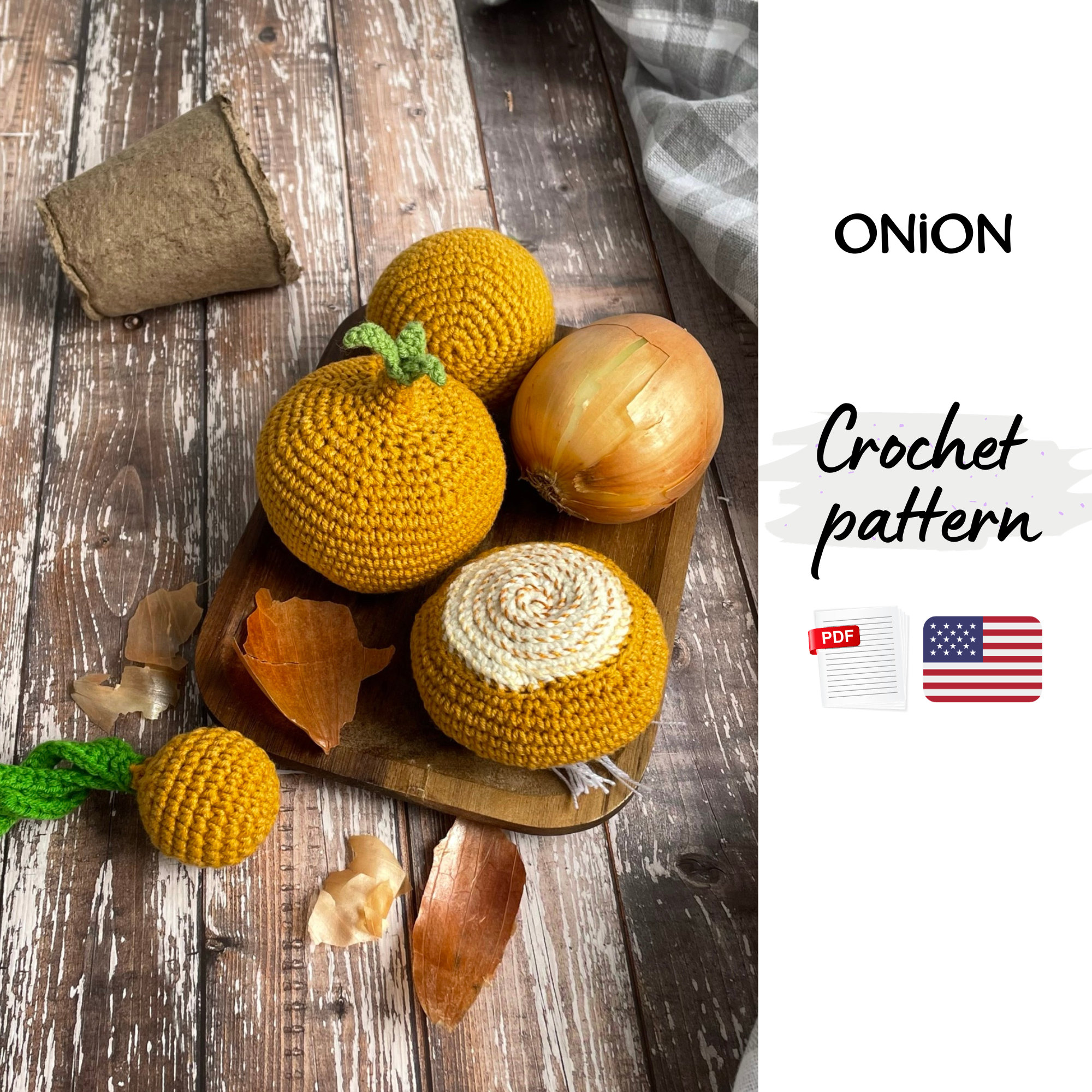 ONION Crochet Pattern. Crochet Vegetables Pattern. Play Food - Etsy