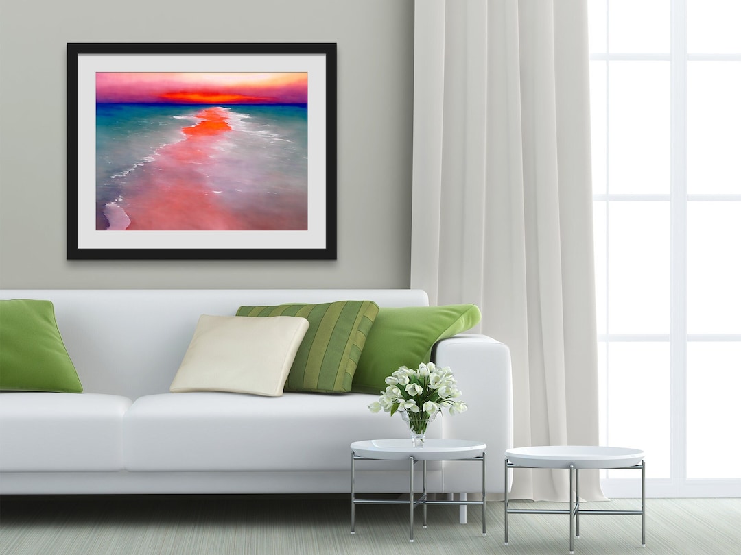 Abstract Ocean Sunset, Abstract Sunset Art Print, Ocean Sunset Abstract ...