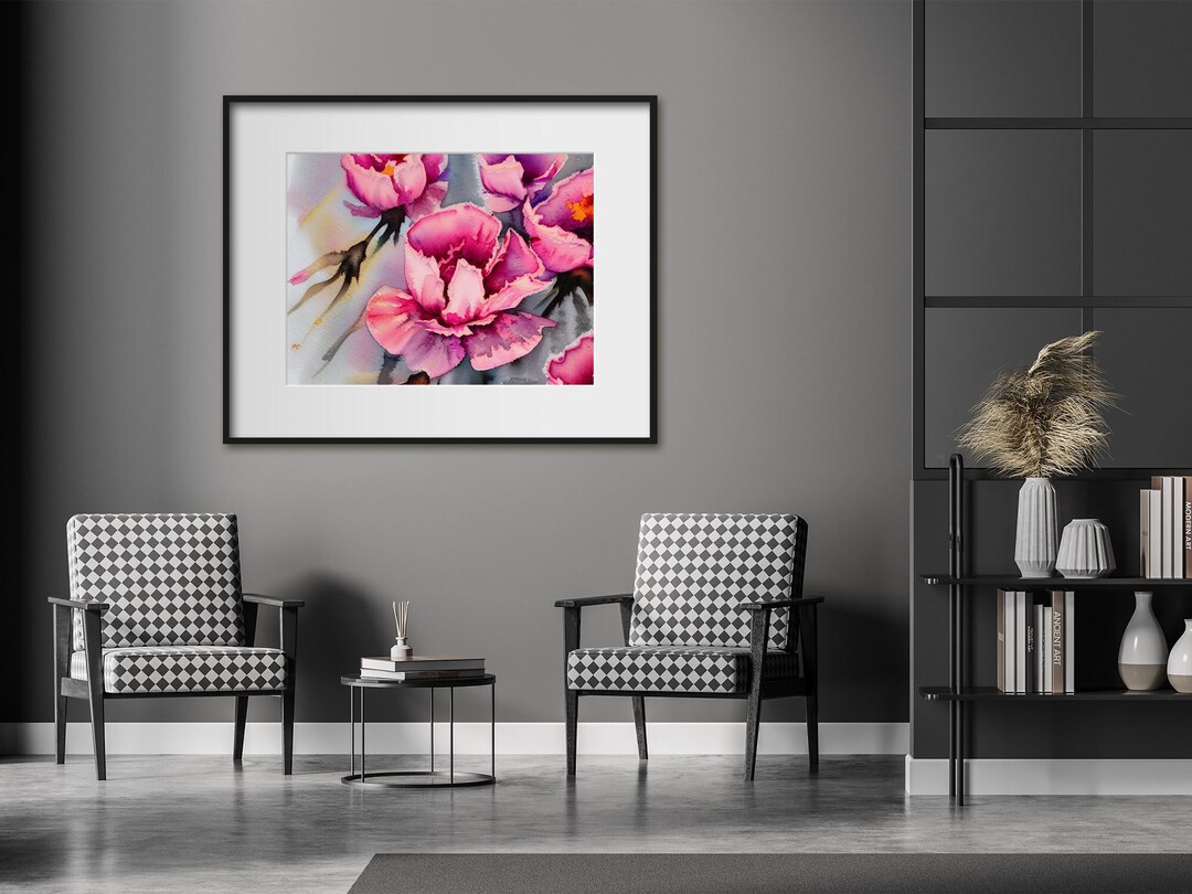 Peony Flower Art Print Peonies Abstract Painting Flower - Etsy