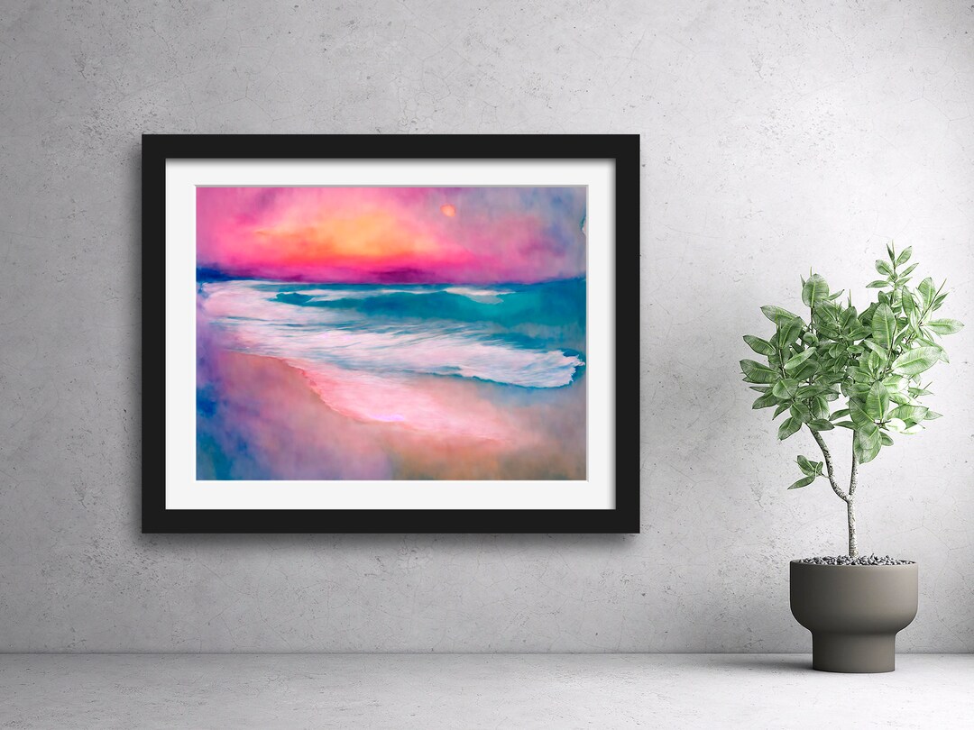 Abstract Ocean Sunset, Abstract Sunset Art Print, Ocean Sunset Abstract ...