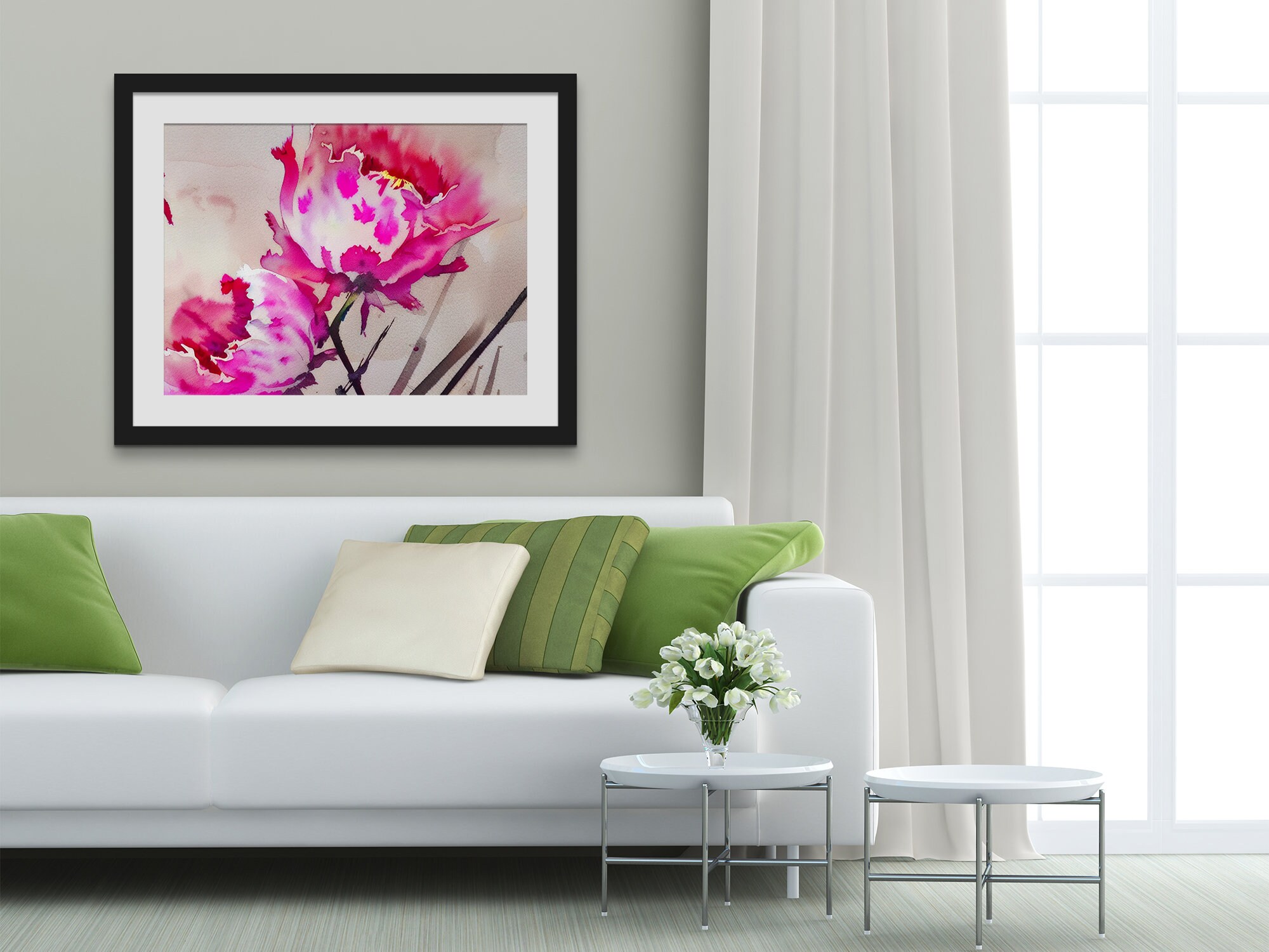 Abstract Peony Flower Art, Peonies Abstract Painting, Flower Watercolor ...