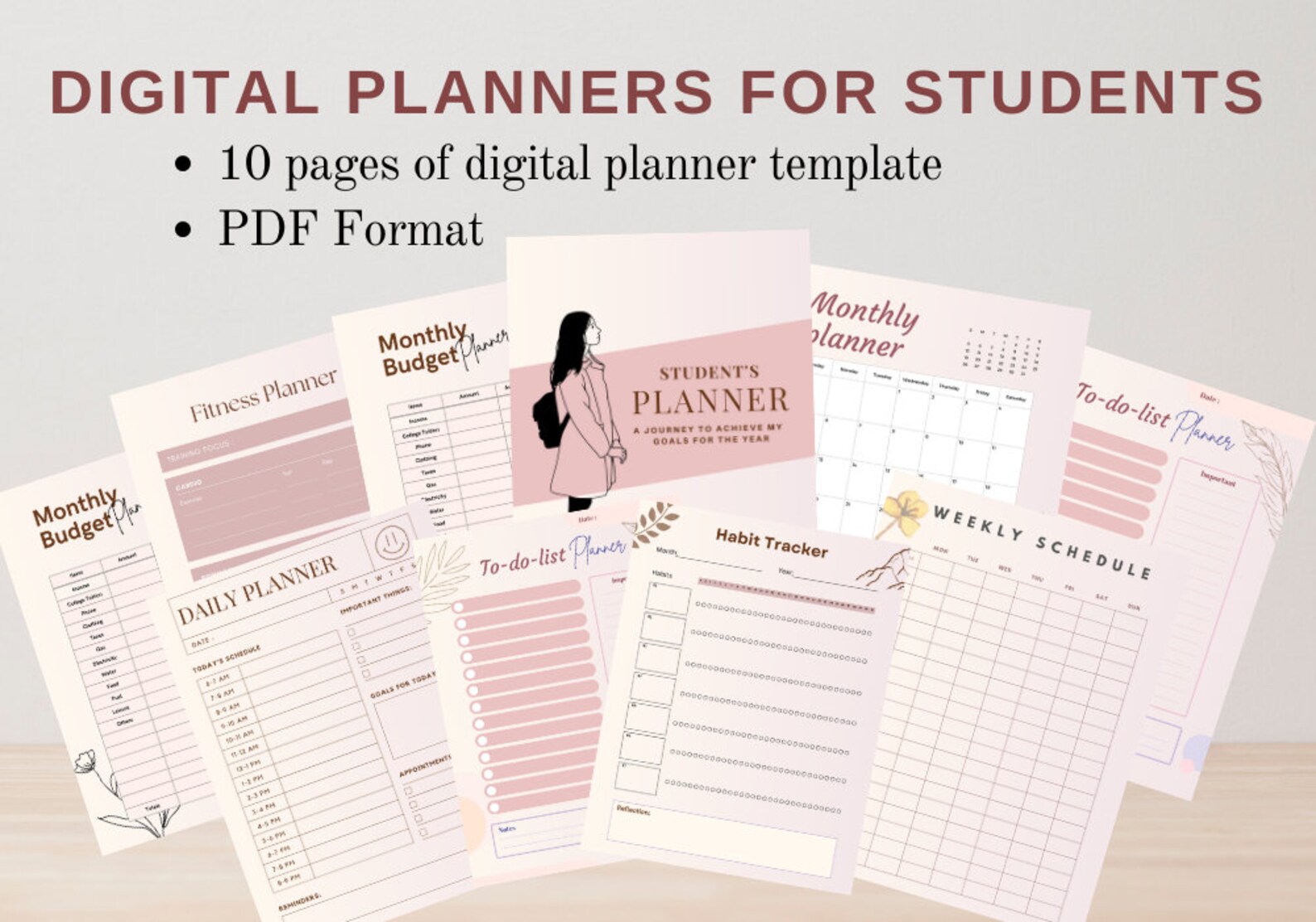 Daily Planner, Digital Planner, Printable Planner, Students Planner ...