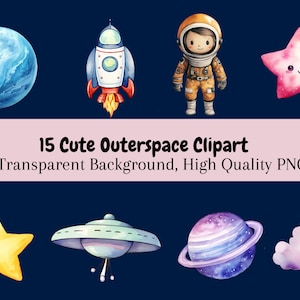 Astronaut and Space Watercolor Clipart, Space Digital Print, Instant ...