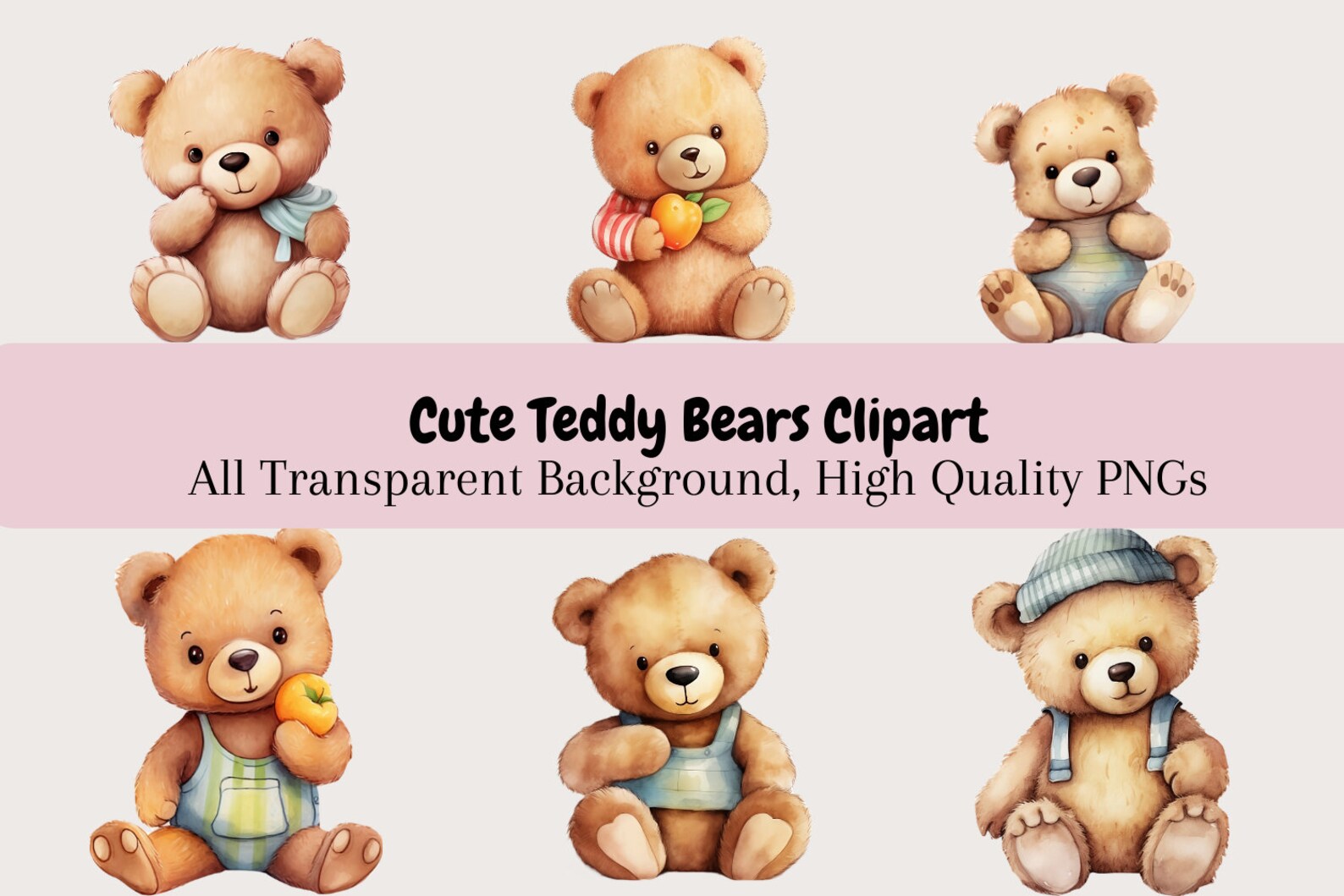 12 Teddy Bear Clipart, High Quality Pngs, Digital Planner, Paper Crafts ...