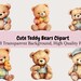 12 Teddy Bear Clipart, High Quality Pngs, Digital Planner, Paper Crafts ...